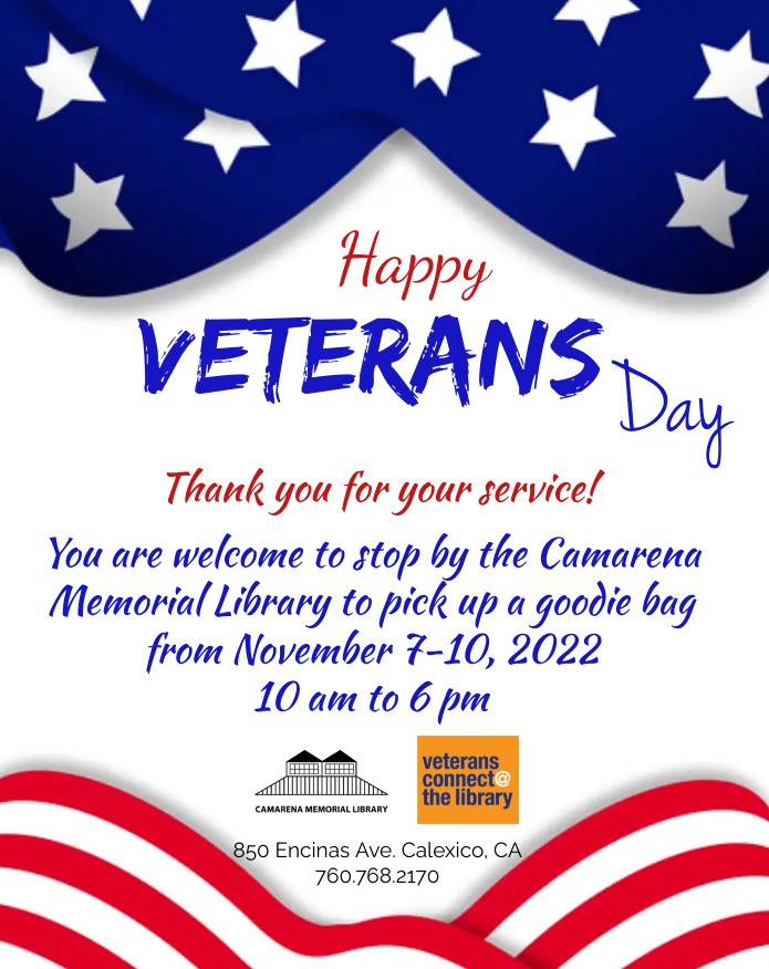 Happy Veterans Day | Camarena Memorial Library